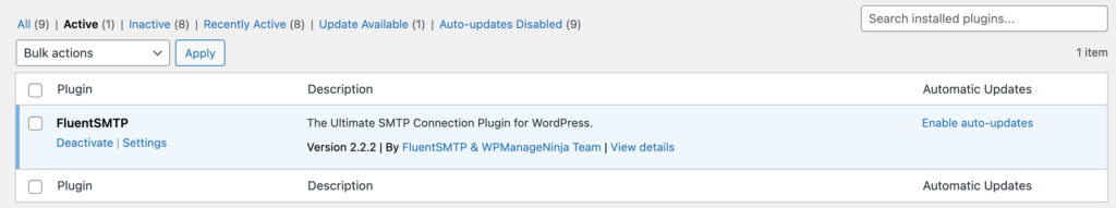 Install and Activate FluentSMTP - FluentSMTP
