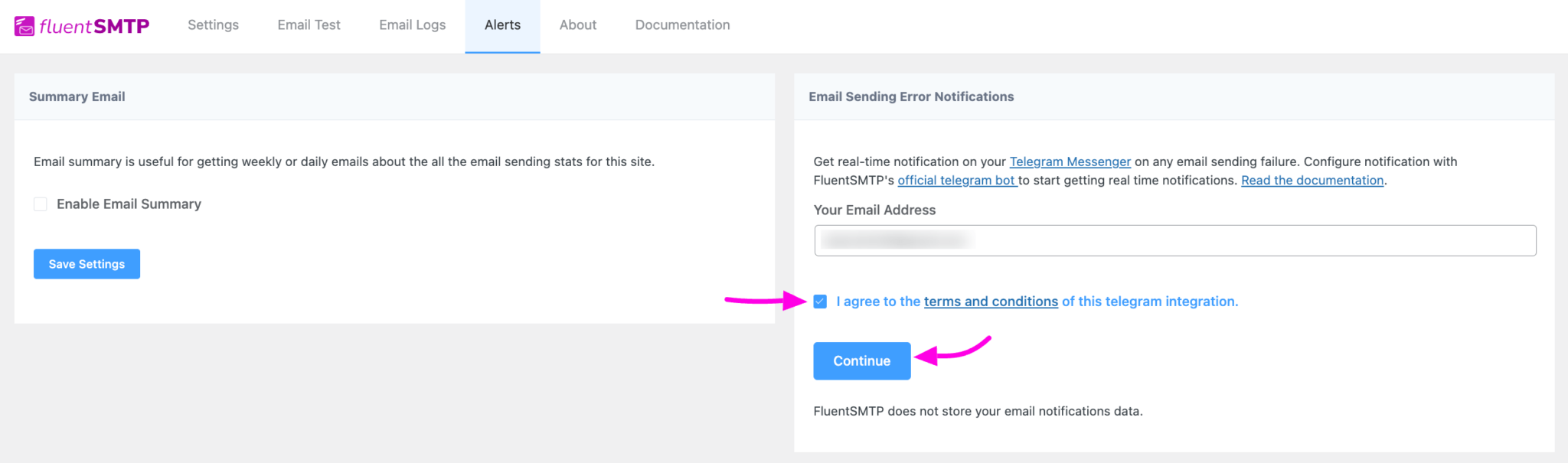 Email Sending Error Notification Telegram - FluentSMTP